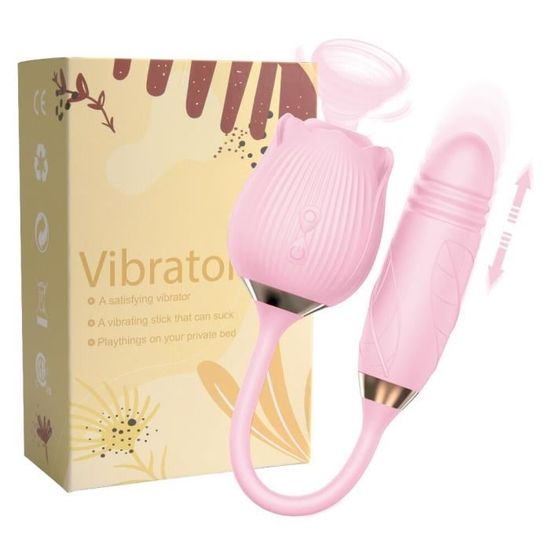 (Pink with box)Vibrateur Rose Érotique pour Femmes, Succion, Clitoris, Ventouse, Mamelon ...