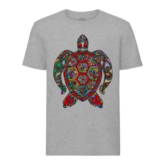 T-shirt Homme Col Rond Gris Dessin Tortue de Mer Tribal Ocean Mer ...