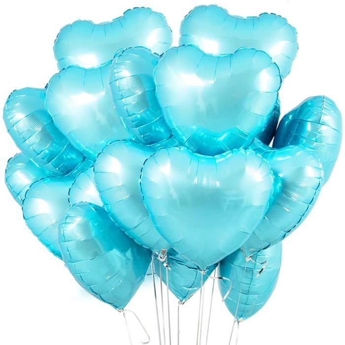 TRA- Ballon Coeur bleu clair 20 pcs baudruche en Forme de Coeur Ballons ...