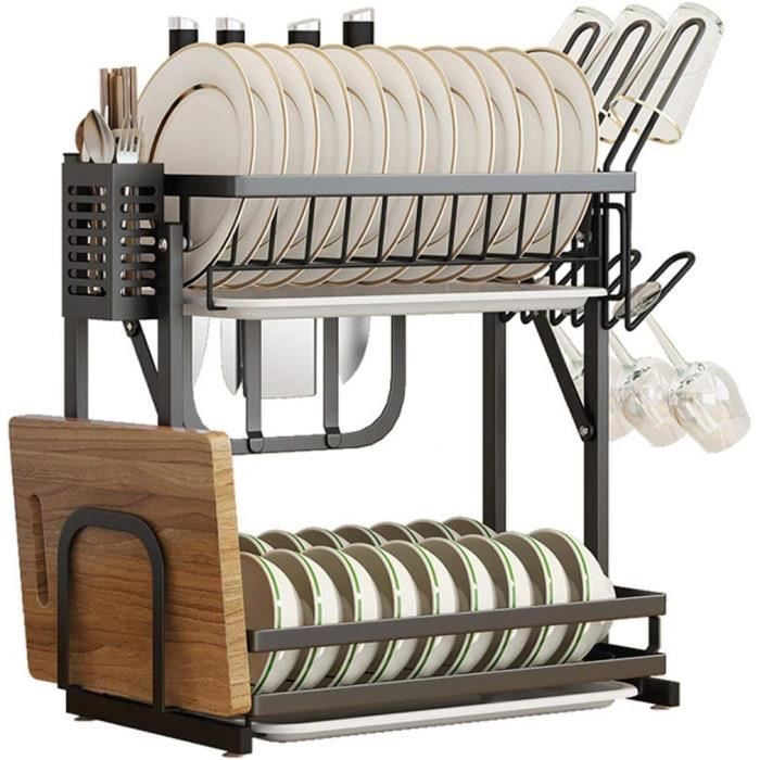 2 Niveaux Égouttoir À Vaisselle Avec Plateau,Détachable,En Acier ...