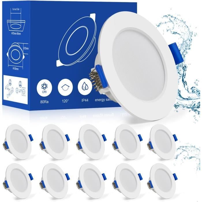 Spot Led Encastrable Extra Plat 5w 10x Ip44 Spots Encastrés Led Salle