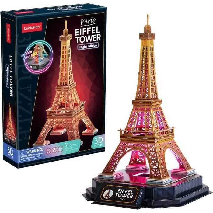Puzzle 3D - Tour Eiffel Led - Maquette A Construire - Puzzle 3D Adulte Et Puzzle 3D Enfant ...