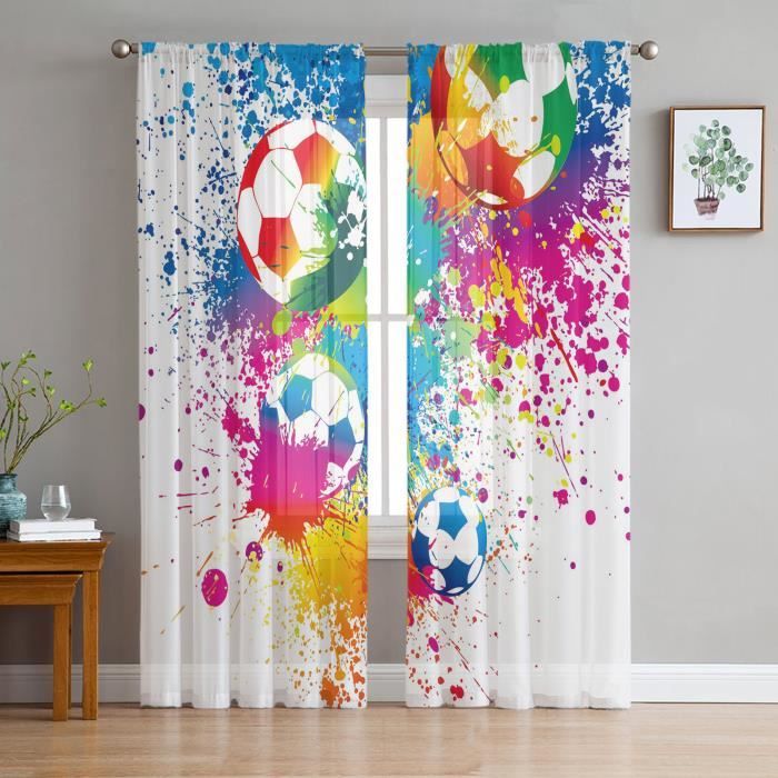 HIf-7171 Rideaux en Tulle colorés de Football pour salon chambre à ...