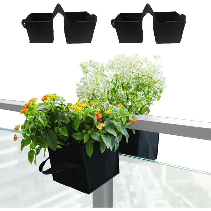 Lot De 2 Pots De Fleurs Suspendus Pour Balustrade, Clôture, Balcon ...