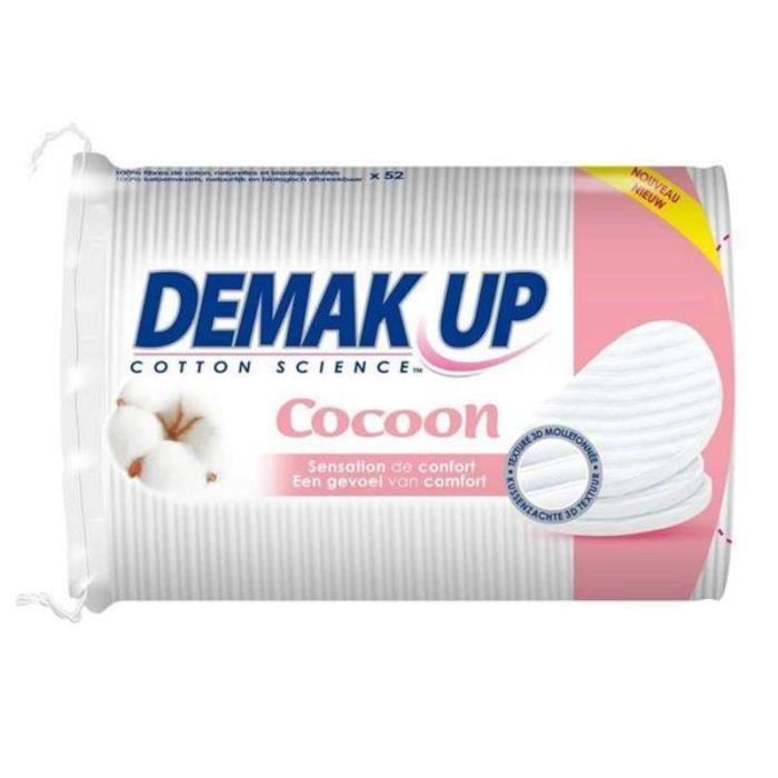 DEMAK UP Coton démaquillant Cocoon - Disque oval - Lot de 52 ...