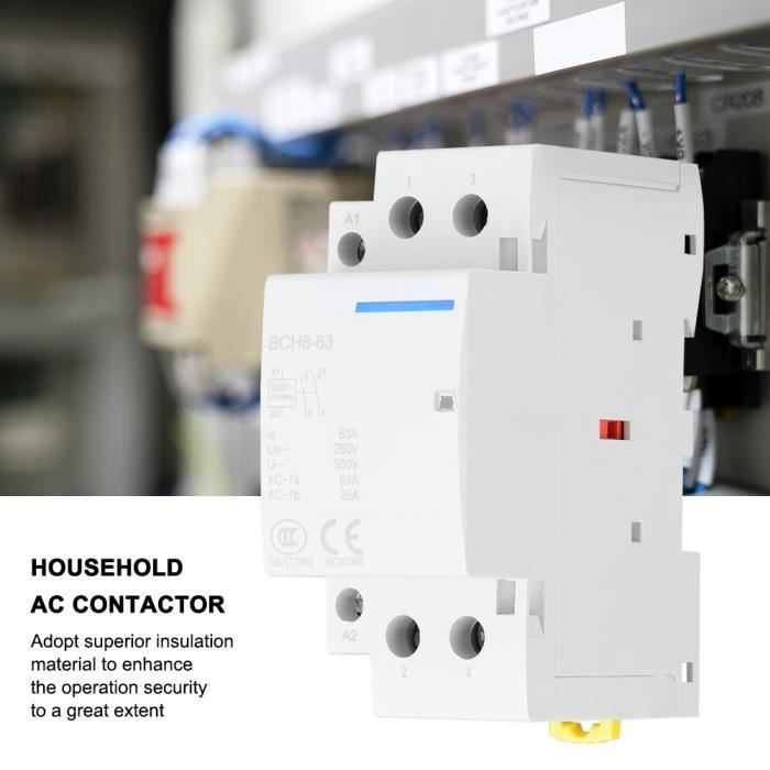 SUC-contacteur AC domestique sur rail DIN Contacteur AC domestique 2P 63A, montage sur rail DIN ...