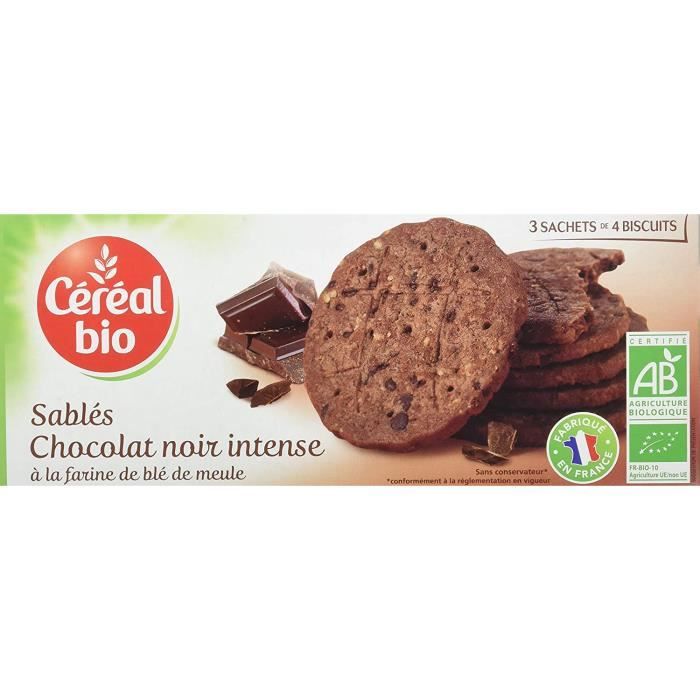 Biscuit Sable - Bio Sablés Chocolat Noir Intense 3 Sachets 4 ...