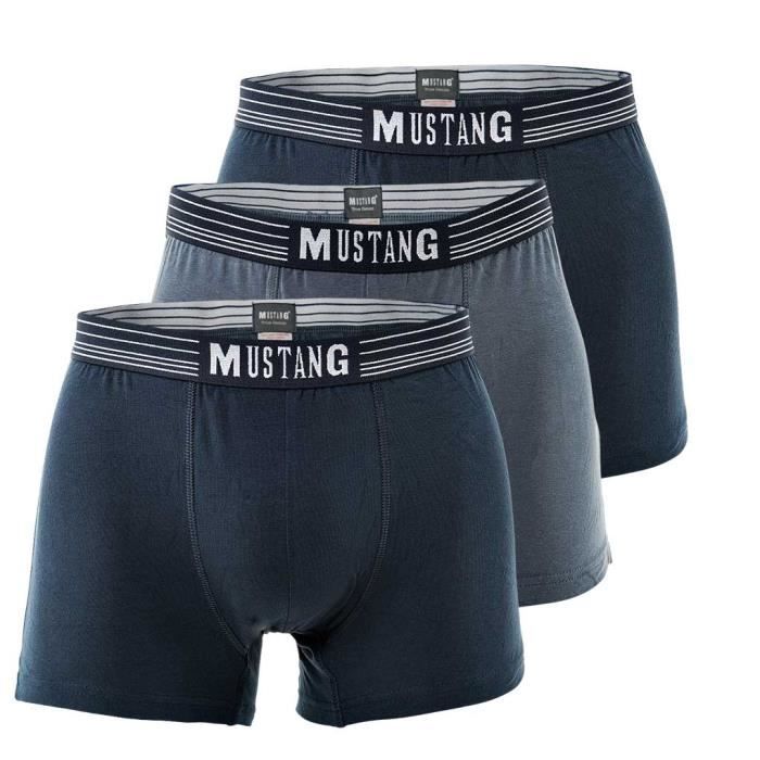 Mustang Caleçon Homme - uni, Paquet de 3 Navy - Cdiscount Prêt-à-Porter