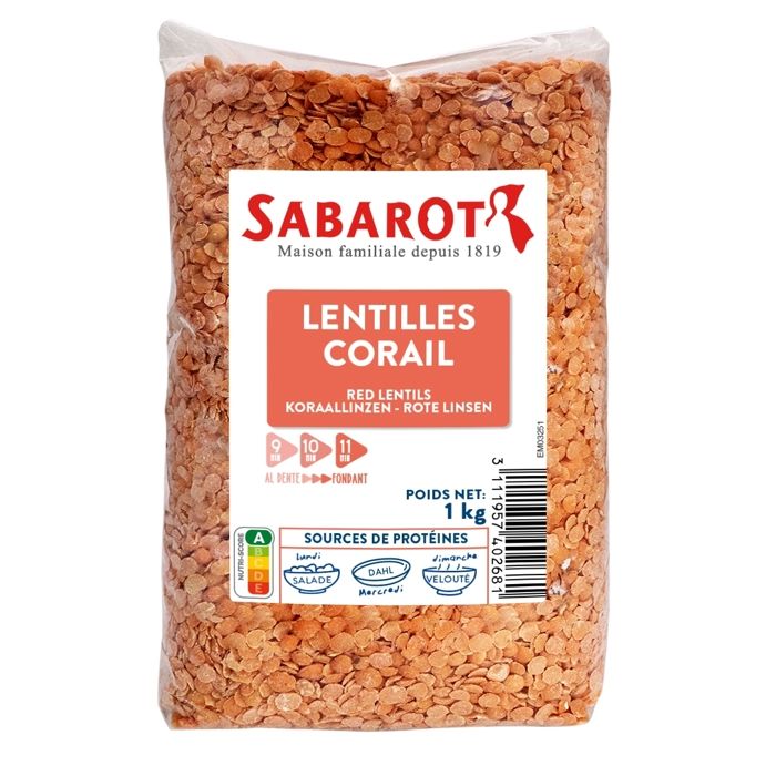 Lentilles corail sachet de 1kg Sabarot - Cdiscount Au quotidien