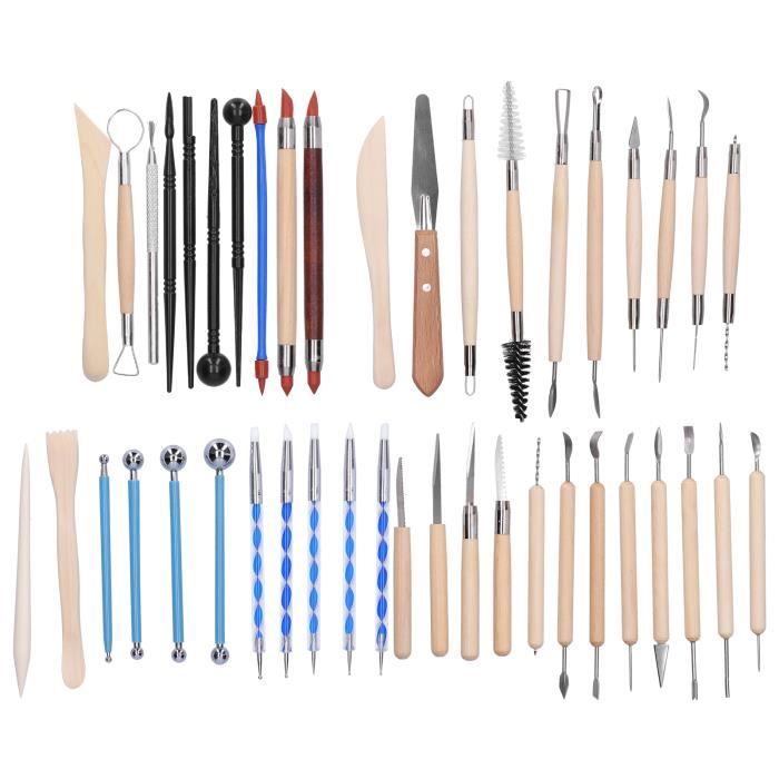 Outils de modélisation en pâte polymère 44pcs Outils de Sculpture en Pâte Polymère Couteau à ...