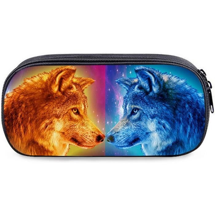Trousse À Crayons Avec Motif Loup Galaxie Pour Garçons, Wolf 14, Taille ...