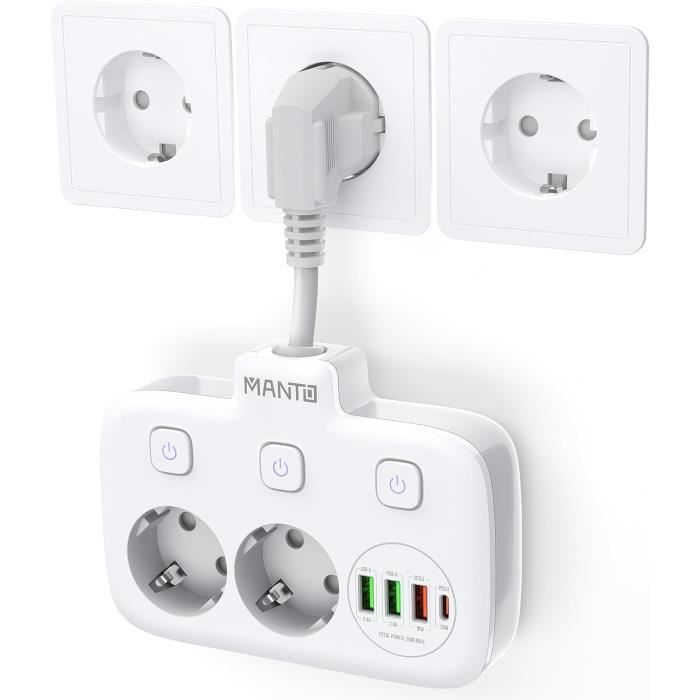 Multiprise Avec Usb, Multiprise Usb C Avec 3 Interrupteurs Individuels ...