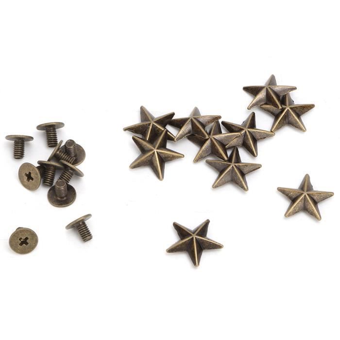 Rivet de vêtement 10 pièces en métal étoile goujon Rivet vis à pointe ...