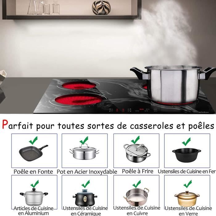 Plaque Vitrocéramique, Hobsir 4 Feux Plaque Cuisson Vitrocéramique, Verre Marbré, Plaque De ...