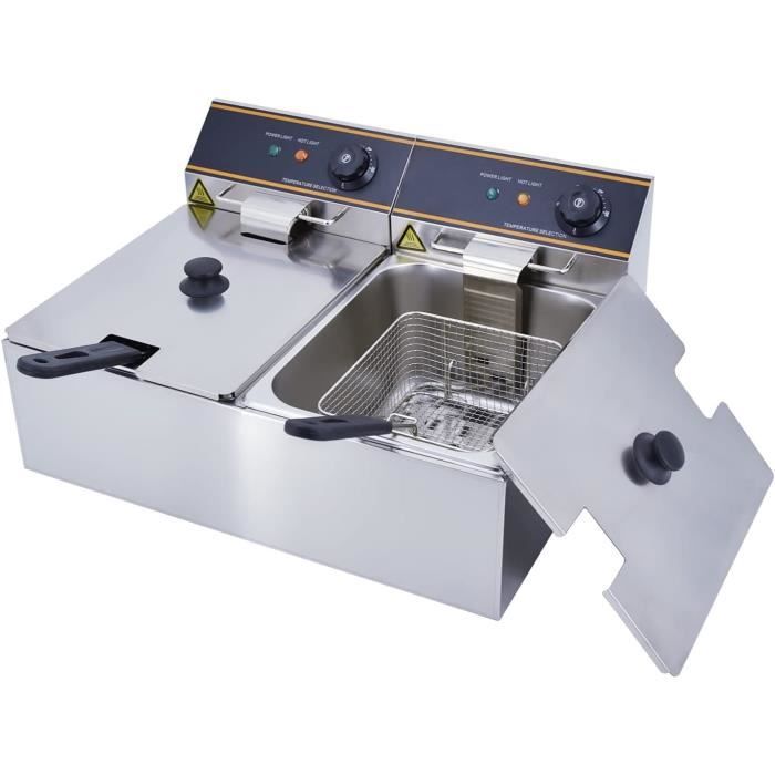 Friteuse Électrique Inox Double Réservoir Amovible Professionnelle ...