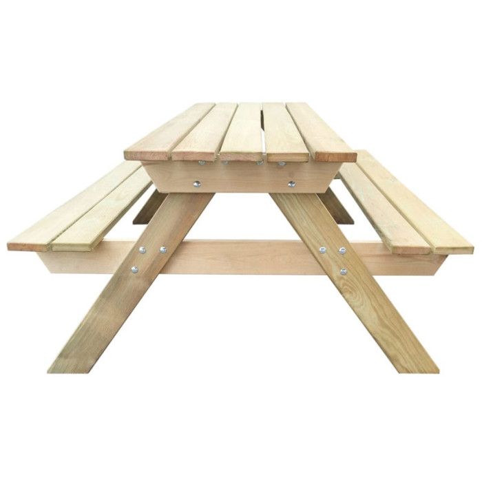 Table de pique-nique en bois - Naturel - 150 x 135 x 71.5 cm ...