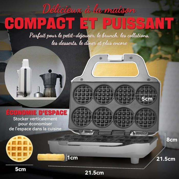 Mini Waffle Maker,Fer À Gaufres Pour Enfants,Fait Des Petites Gaufres ...