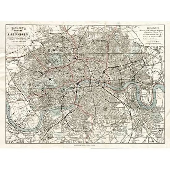 Map Bacon 1883 London City England Plan Chart Unframed Wall Art Print ...