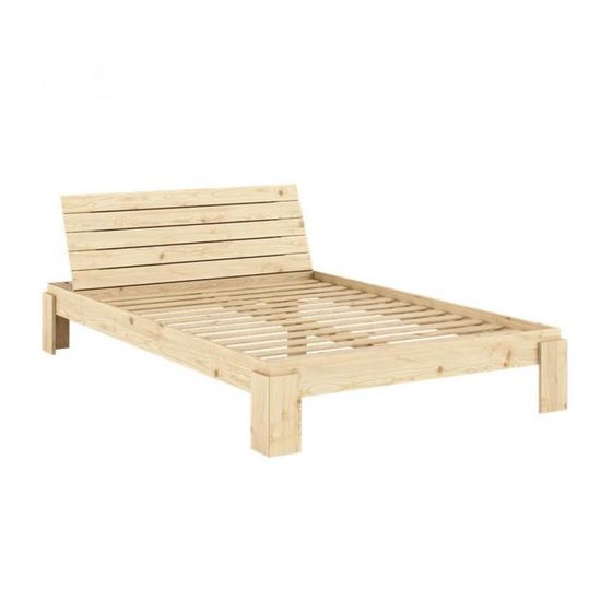 Sommier futon couchage 140 cm LAYERS BED pin laqué tête de lit ...