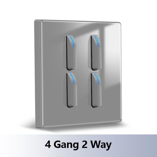 Interrupteur mural,4 Gang 2 Way--Interrupteur LED prise de courant EU ...