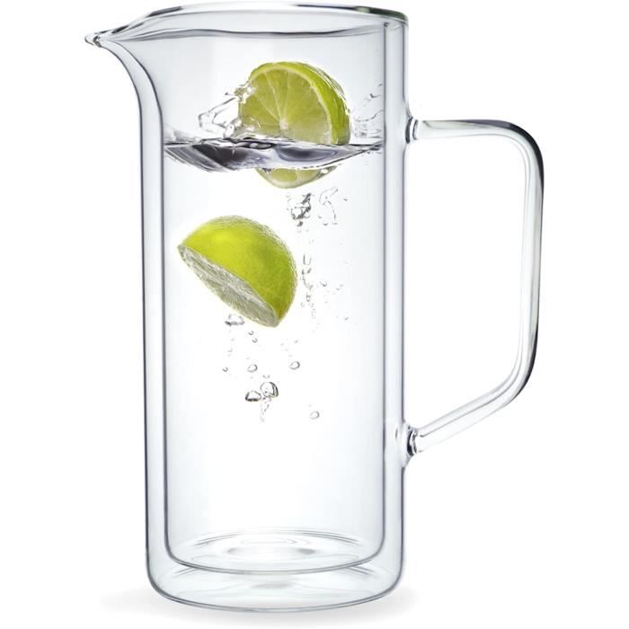 Carafe eau l – carafe verre double paroi – Carafe en verre pour eau ...