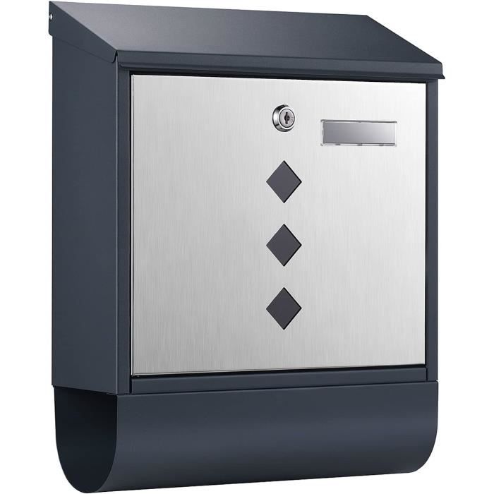 Boîte aux Lettres avec Porte-journaux V36 Boîte Postale Murale Acier ...