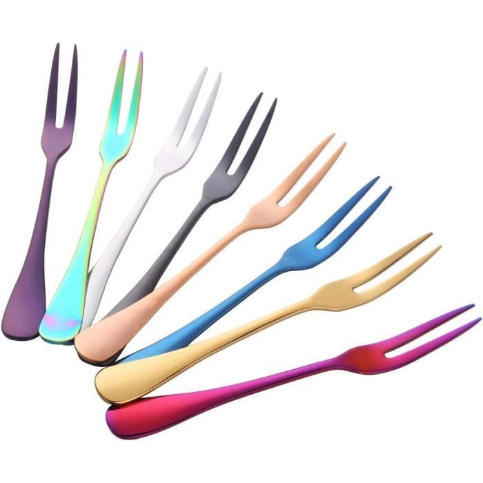 Mini Fourchette 8 Pièces Fourchette À Gâteaux 8 Couleurs Inox ...