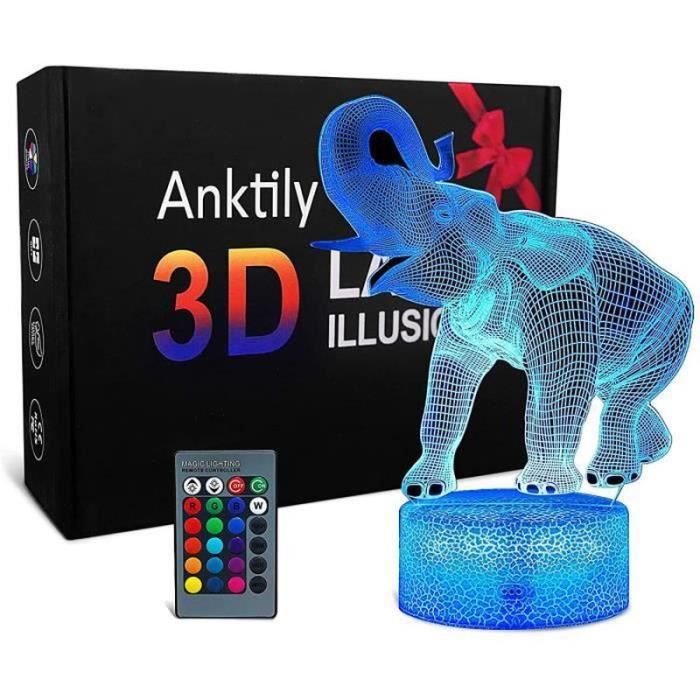 Veilleuse Éléphant 3D LED Lampe Optique Illusion Veilleuse Enfant pour ...