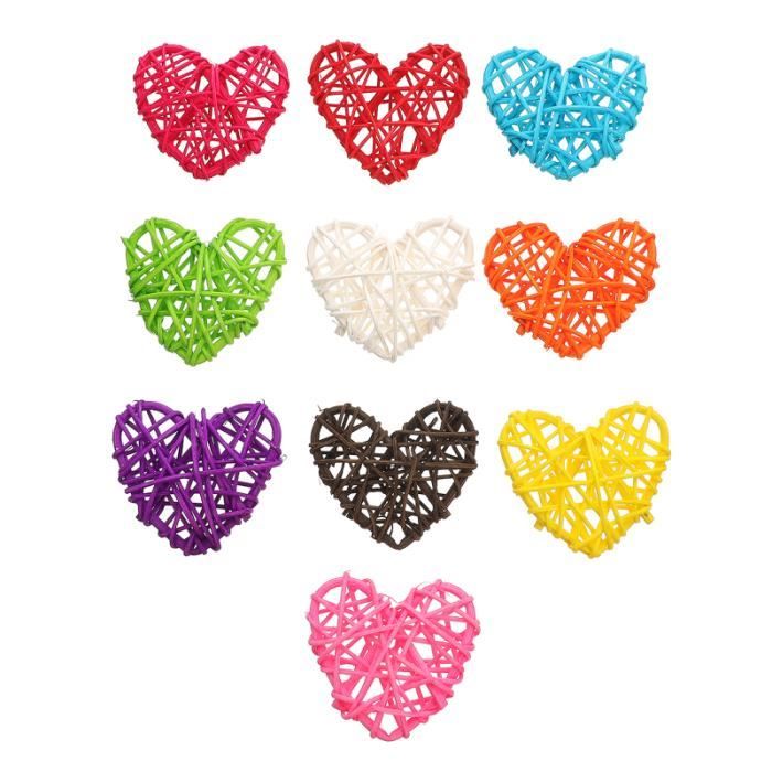 10Pcs Natural Wicker Rattin Balls Rattan Hearts Coeurs Diy Heart Vase ...