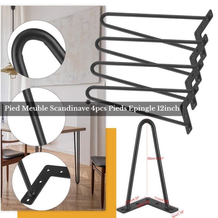 BEL Lot de 4 Hairpin pieds de table 2 tringles pieds de table en fer ...