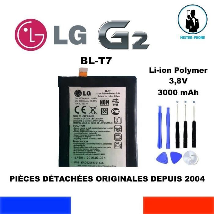 BATTERIE ORIGINALE BL-T7 BLT7 3000mAh 11,40Wh 3,8V LG G2 OEM ORIGINE + KIT OUTILS GENUINE ...