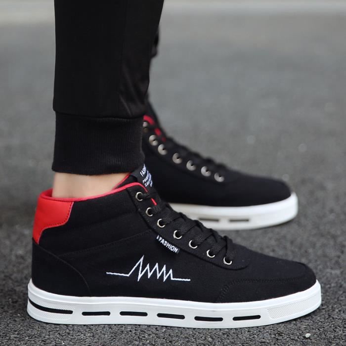 BASKET Homme - Chaussures en toile version coréenne simple mode - rouge ...