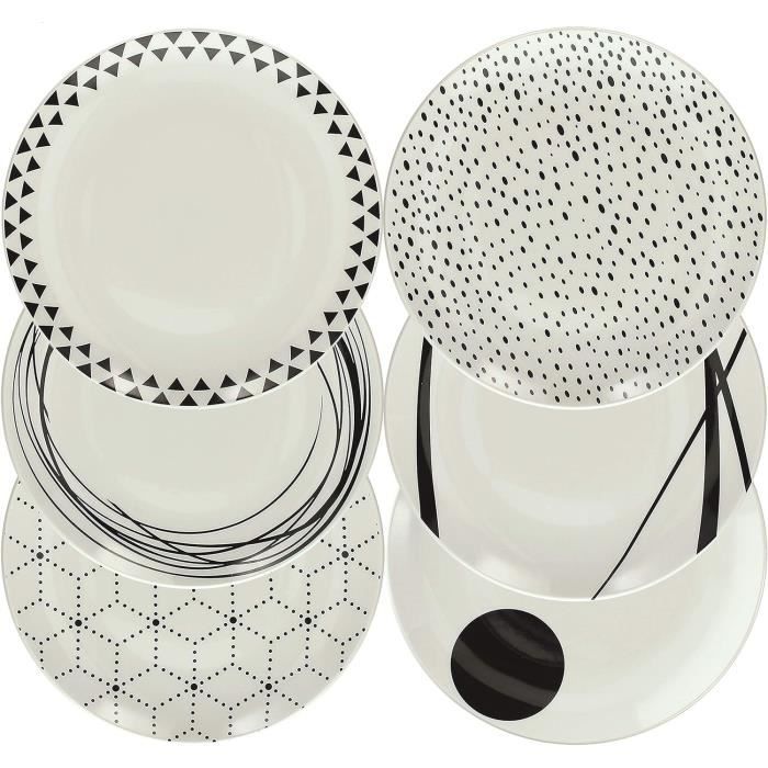 Tognana Service de table graphique pour 6 personnes, 18 pièces ...
