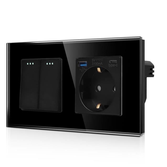 Interrupteur Avec Prise Schuko, Prise En Verre Encastrée Avec Usb (Type ...