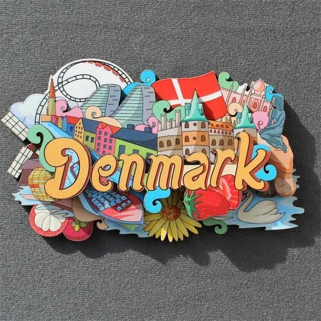 MAGNETS,Denmark--Autocollant magnétique en bois pour réfrigérateur, décoration pour la maison ...