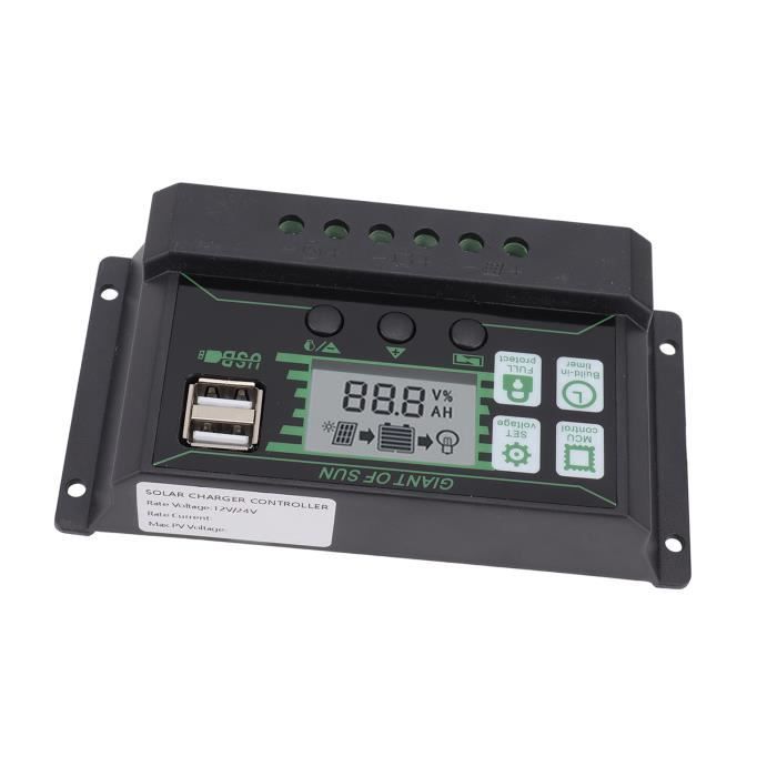 JUZ - Contrôleur solaire Contrôleur de Charge Solaire Double USB Identification Automatique PWM ...