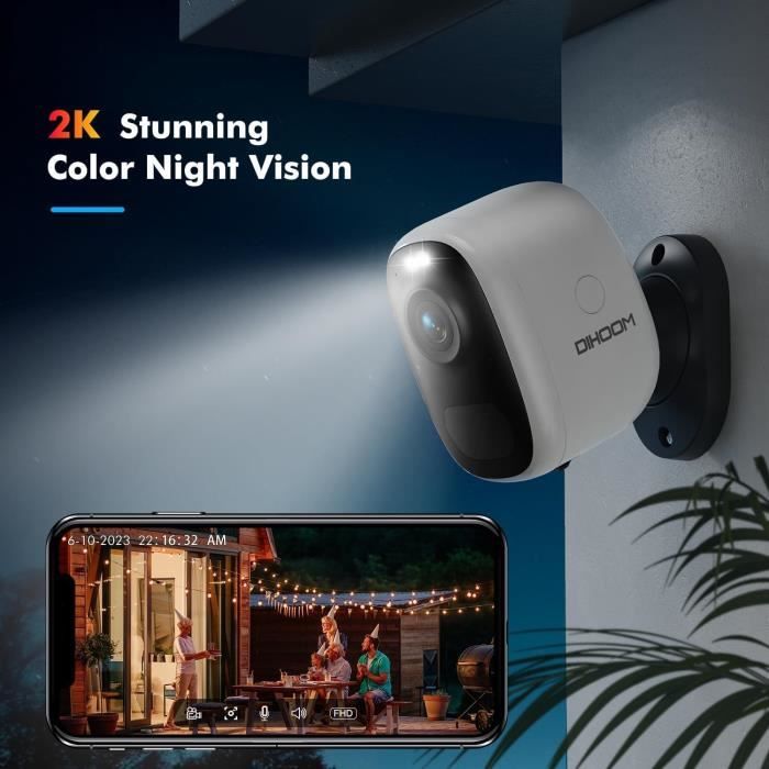 2K Camera Surveillance Wifi Exterieure Sans Fil Batterie, 4Mp Caméra ...