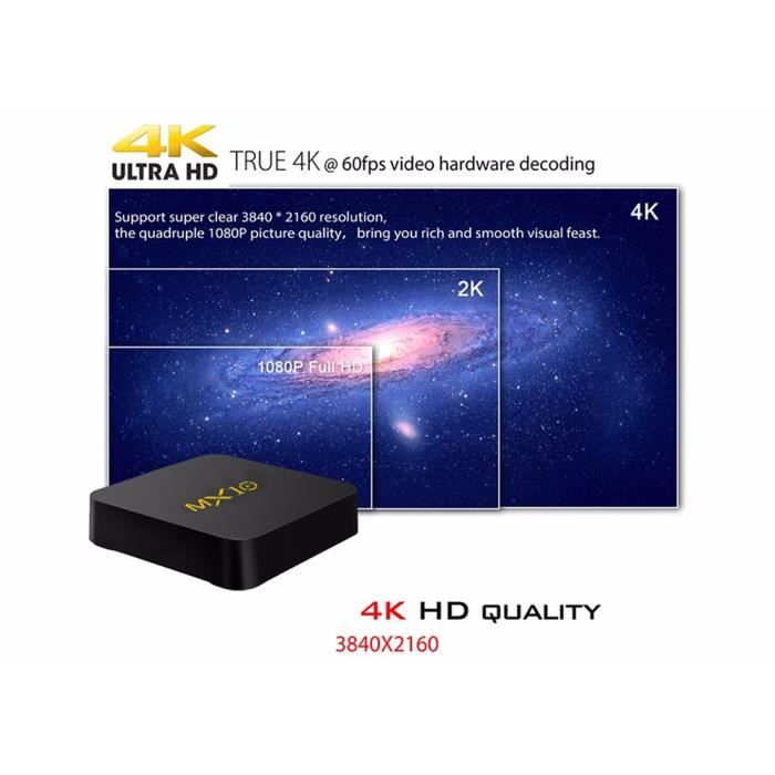 MX10 TV Box RK3328 Android 8.1 4 Go RAM 64 Go ROM 2.4G WiFi USB 3.0 100 ...