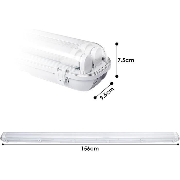 Reglette Led 150Cm, Lampe Led Pour Locaux Humides Lampe À Vasque 2 X 24W 4080Lm Blanc Froid ...
