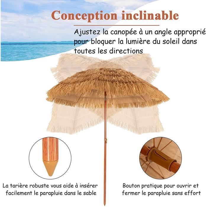 Parasol de Jardin Exterieur Ø2M - GOPLUS - Parasol Exotique en Paille ...