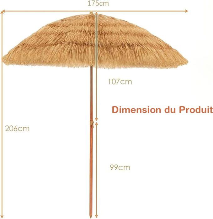 Parasol de Jardin Exterieur Ø2M - GOPLUS - Parasol Exotique en Paille ...