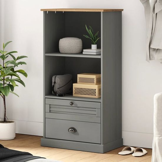 SWEET Bibliothèque - Meuble de rangement VIGO gris 60x35x114,5 cm bois ...