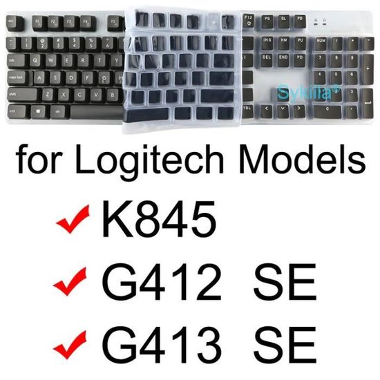 Noir-Juste de clavier Logitech K835 K855 TKL G412 TKL SE pour Logi, peau de protection mécanique ...