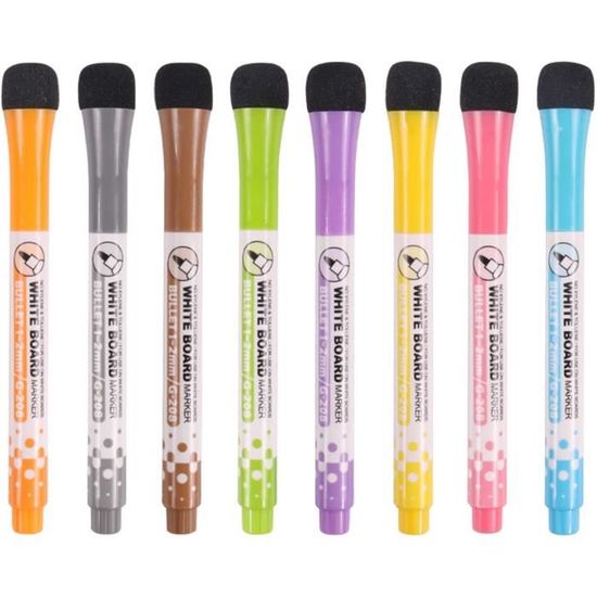 8 stylos pour Tableau Blanc, Couleurs Assorties, Stylo à Base d'eau ...