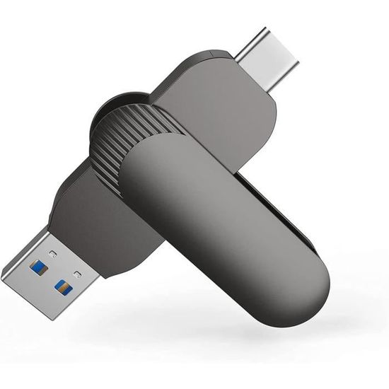 Clé USB C 128 Go Métal, Clé USB C 128 Go 3.0 Métal Pince Pivotante, Cle ...
