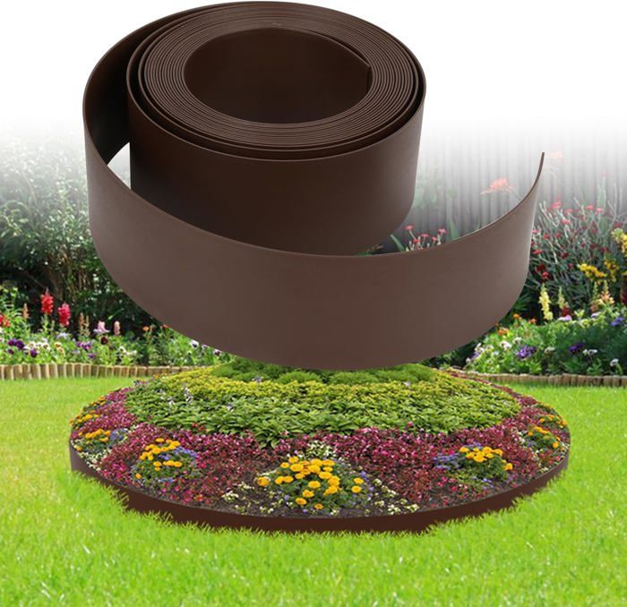Bordure De Jardin, Marron, Longueur : 25 M, Hauteur : 14 Cm, Bord Profilé, Pour Parterre, Jardin ...