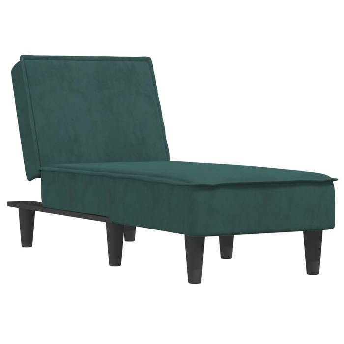 Chaise longue - DEC - Meridienne - Velours vert foncé - 3 positions ...