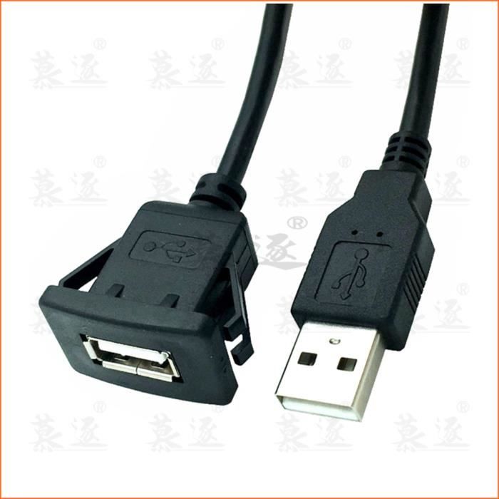 Noir-1m Câble'extension de montage USB mâle vers femelle AUX pour ...