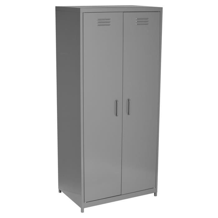 Armoire penderie en métal Karel - L. 50 x H. 169 cm - Gris - Cdiscount ...