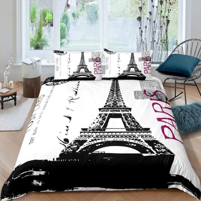 Tour Eiffel Housse De Couette Paris Paysage Urbain Thème Parure De Lit ...